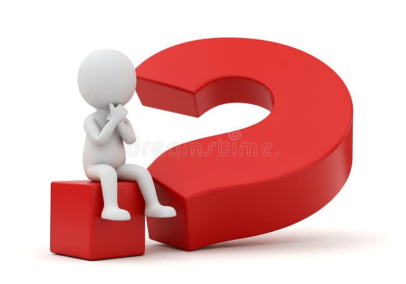 Thoughtful 3D Figure Contemplating a Large Red Question Mark: a Visual ...