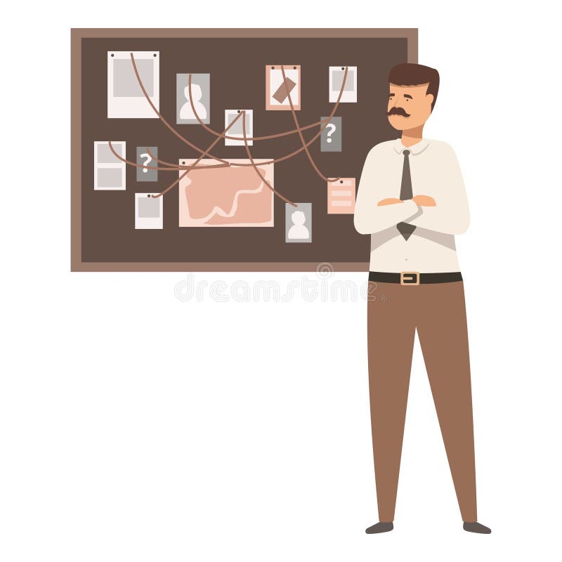 Thoughtful Detective Analyzing Evidence Board with Red String Stock ...