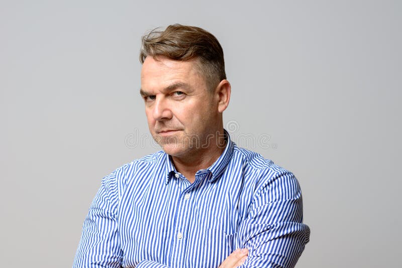 Thoughtful Determined Middle Aged Man Stock Photo - Image of ...