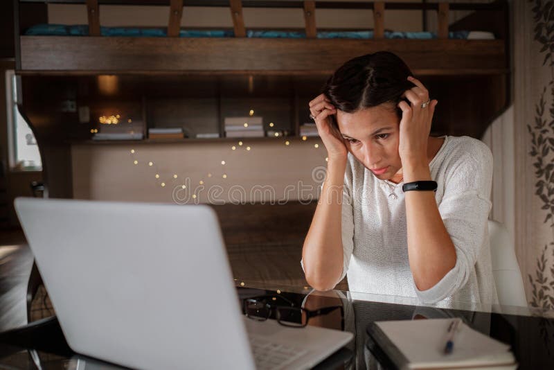 Upset Asian Woman Working from Home Office Stock Photo - Image of ...