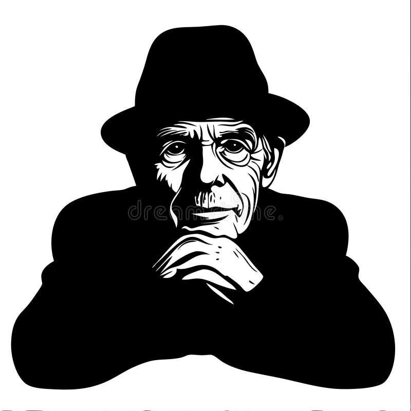 Thoughtful Elder Man Silhouette in Hat Contemplating Life Deep ...