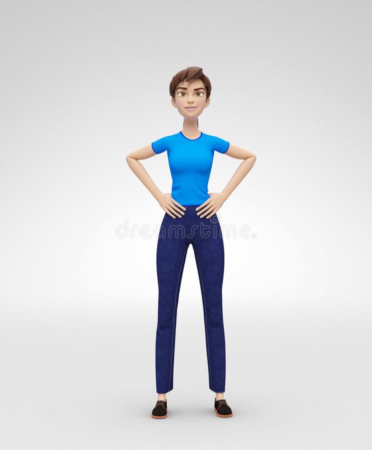Thoughtful Engaged And Confident Jenny 3d Cartoon Female Character Model Self Satisfied And