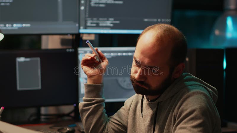 Pensive Database Admin Brainstorming Ideas In Office Stock Footage Video Of Window Firewall