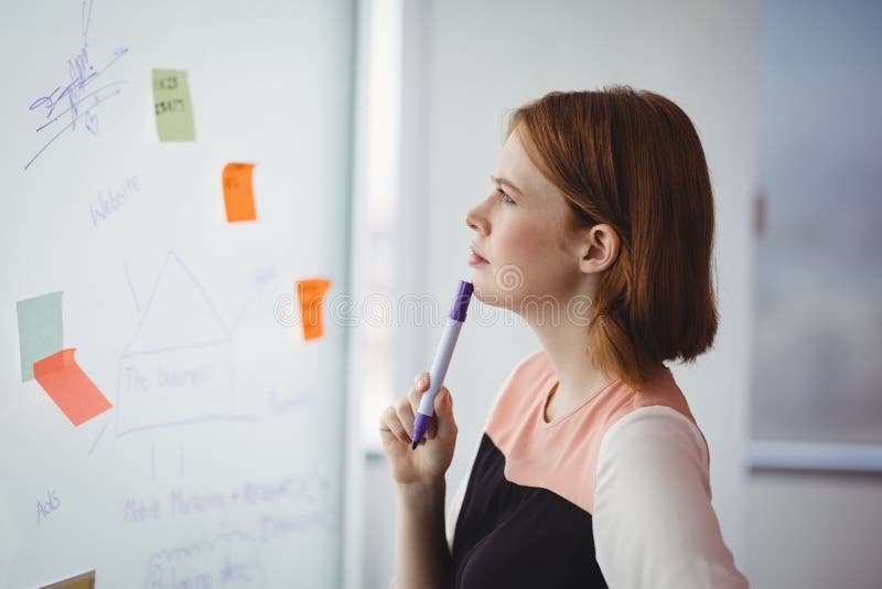 Thoughtful Executive Reading Sticky Note Stock Photo - Image of adult ...