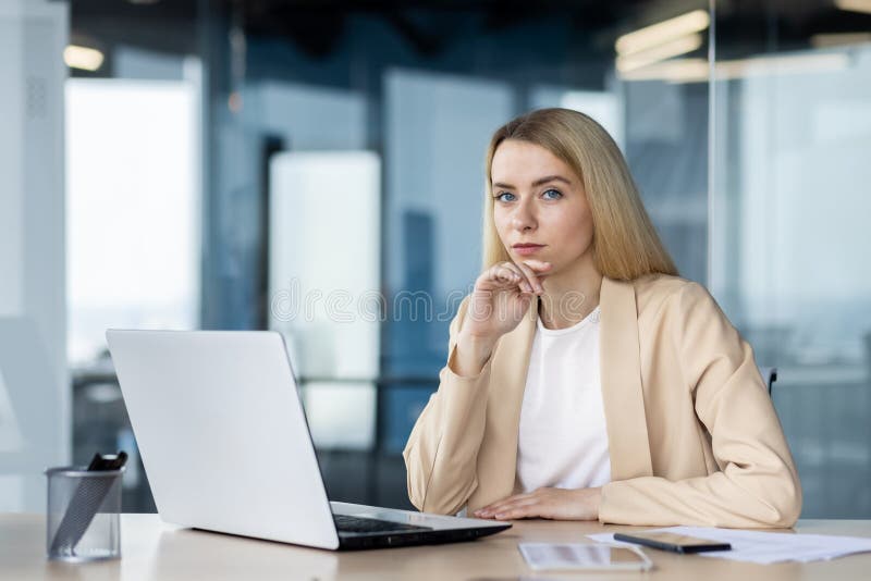 Professional Businesswoman Focusing at Work in Modern Office Stock ...