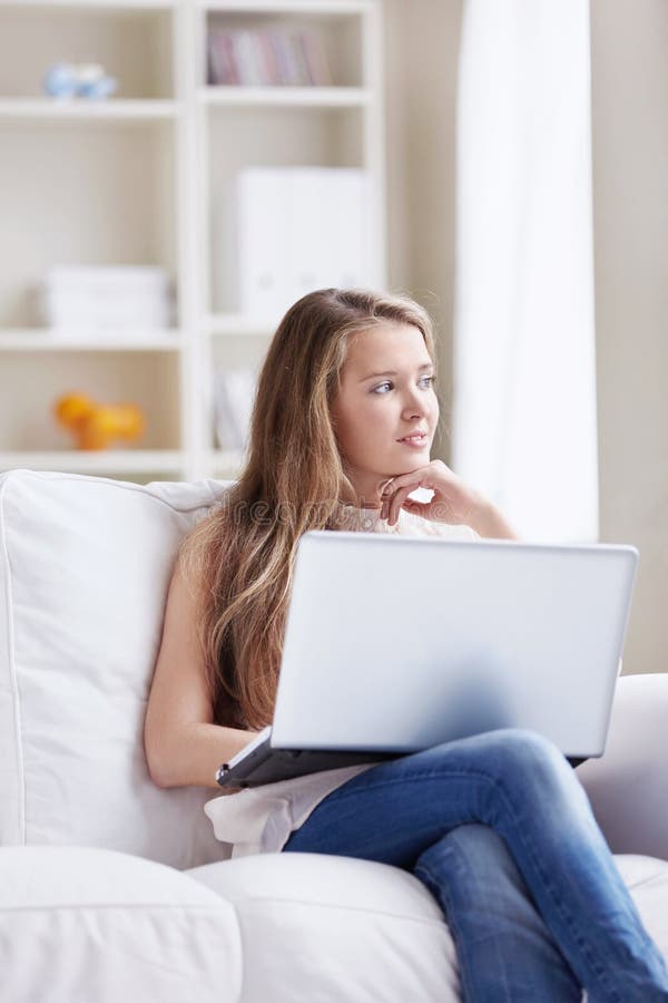Pretty girl with laptop stock photo. Image of laptop - 16774146
