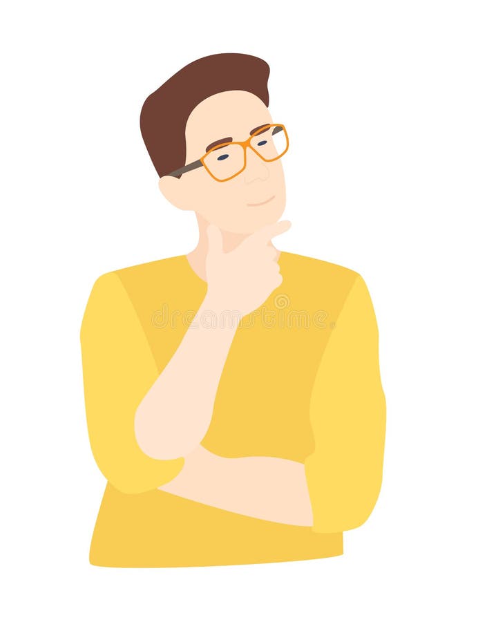 Thoughtful Guy with Glasses, Smart Man Solving a Problem, in Yellow ...