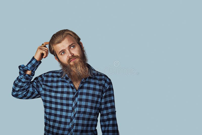Thoughtful Guy Scratching Head Solving a Problem Stock Image - Image of ...