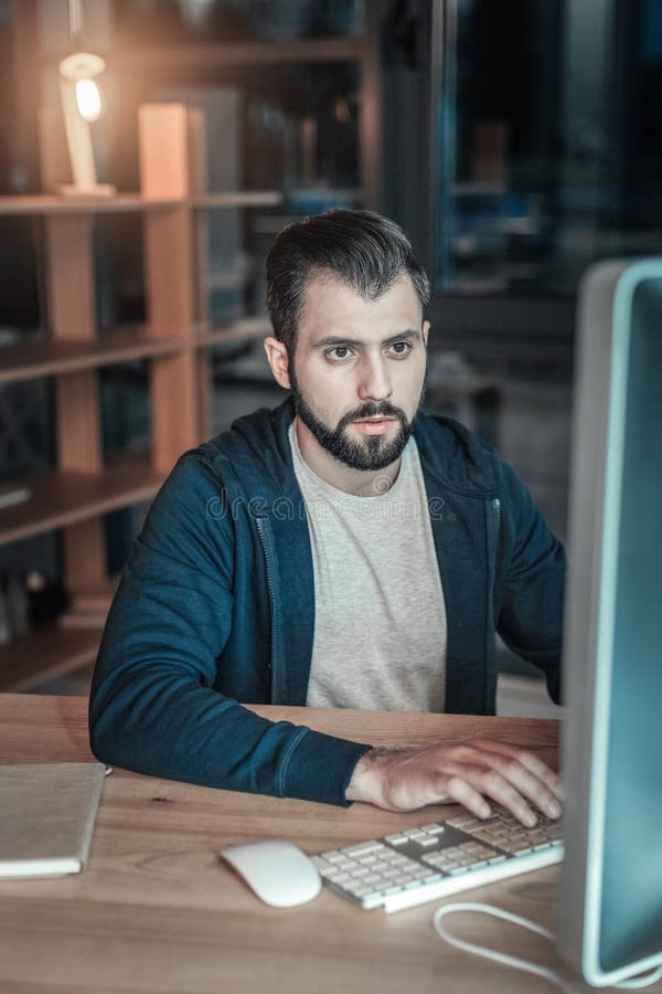 Thoughtful it Guy Writing Source Code Stock Image - Image of casual ...