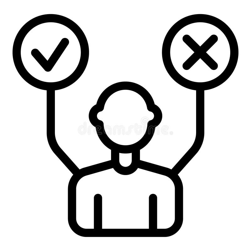 Thoughtful Human Icon Outline Vector. Two Options for Solutions Stock ...