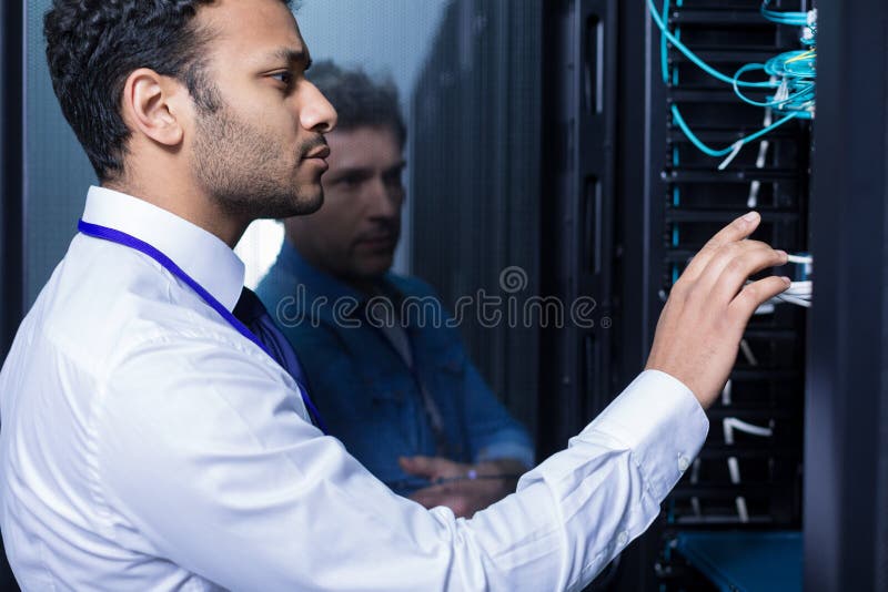 Thoughtful Intelligent Man Looking at the Wires Stock Photo - Image of ...