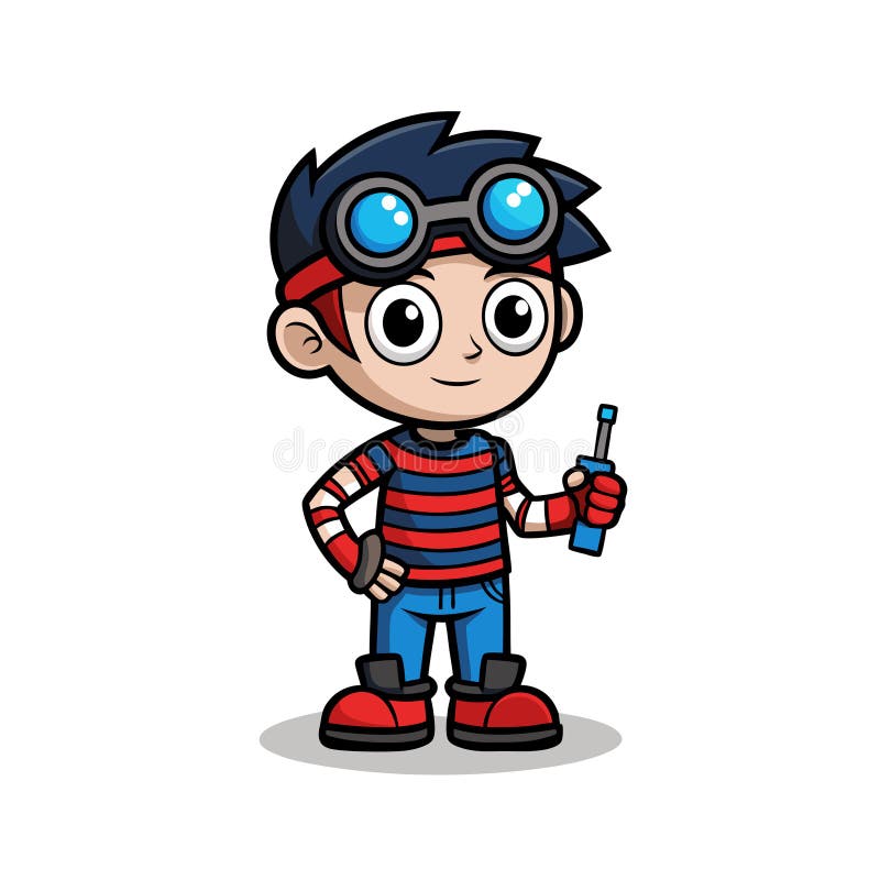 Thoughtful Inventor Boy Character Stock Vector - Illustration of ...