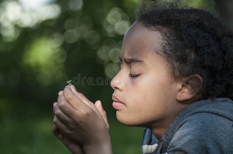 Thoughtful kid. stock photo. Image of nature, focused - 27614924