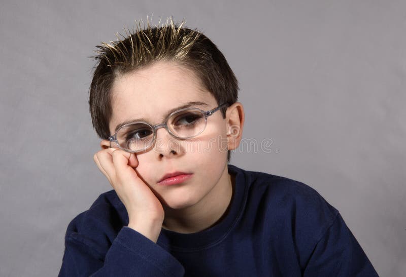 Thoughtful Kids in Dark Background Stock Photo - Image of phone ...