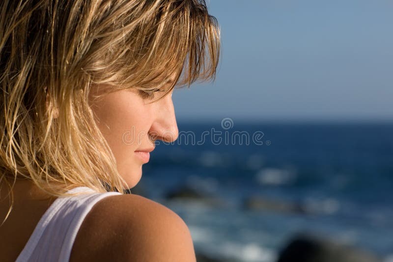 Thoughtful Look Beautiful Young Woman Stock Image - Image of fashion ...