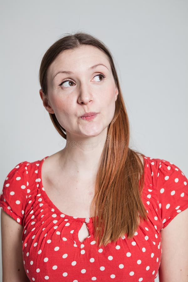 Thoughtful Looking Attractive Woman Stock Image - Image of brunette ...