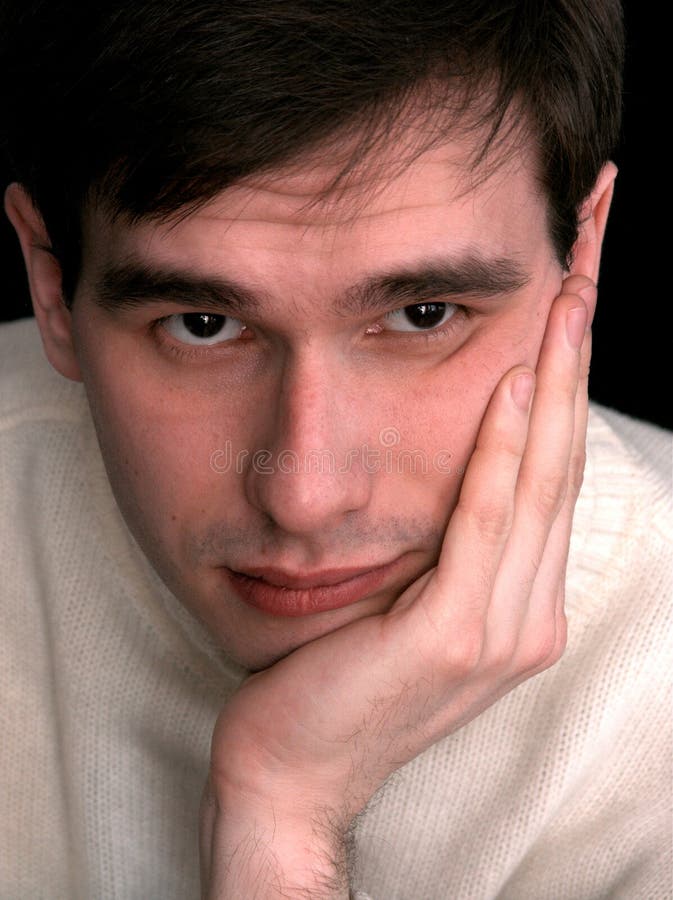 Thoughtful man 2 stock photo. Image of black, beauty, curious - 659146