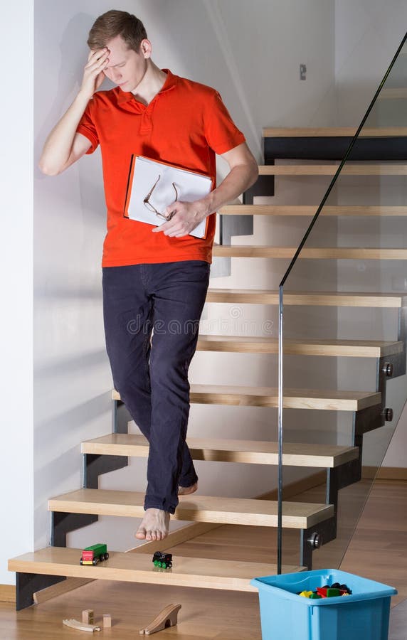 Thoughtful Man Going To Stumble Stock Image - Image of tired, steps ...