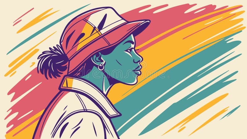 Thoughtful Man Profile, Abstract Background, Retro Style, Vector Design ...