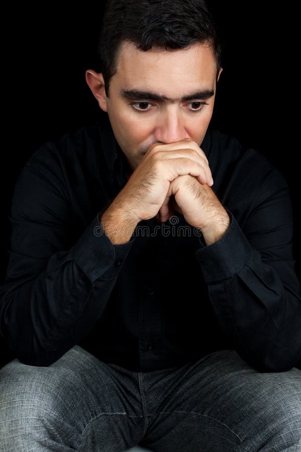 Thoughtful Man with a Sad Expression Stock Photo - Image of concerned ...