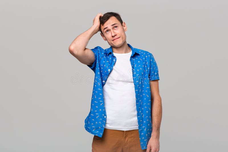 Thoughtful Man Scratching Head Thinking How Solve Problems Stock Photo ...