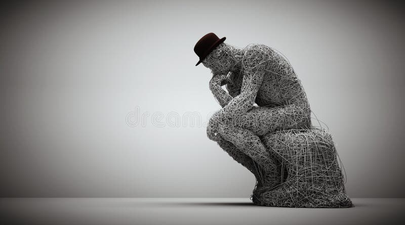 Thoughtful Man Sitting Down. Confusion and Overthinking Concept Stock ...