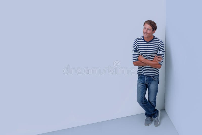 Thoughtful Man Standing in the Corner Stock Image - Image of modern ...