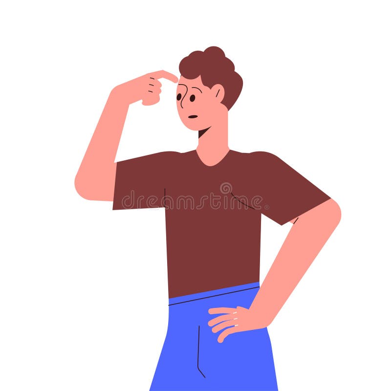 Thoughtful Man Thinking Try To Solve Problem Vector Illustration Stock Vector - Illustration of ...