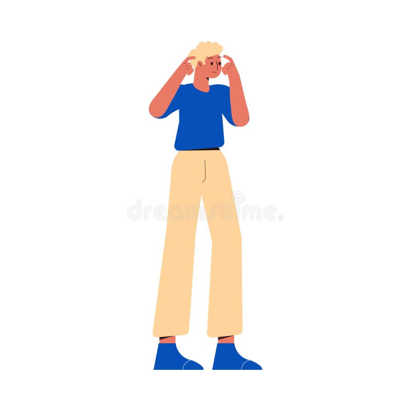 Thoughtful Man Thinking Try To Solve Problem Vector Illustration Stock Vector - Illustration of ...