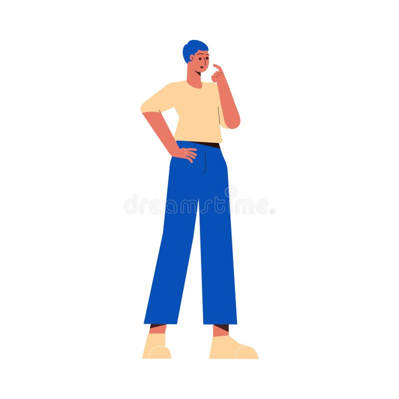 Thoughtful Man Thinking Try To Solve Problem Vector Illustration Stock Vector - Illustration of ...