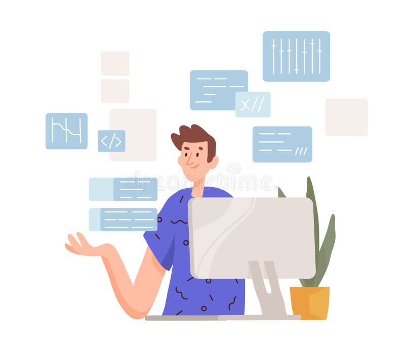 Computer Programmer in Vector Stock Vector - Illustration of internet ...