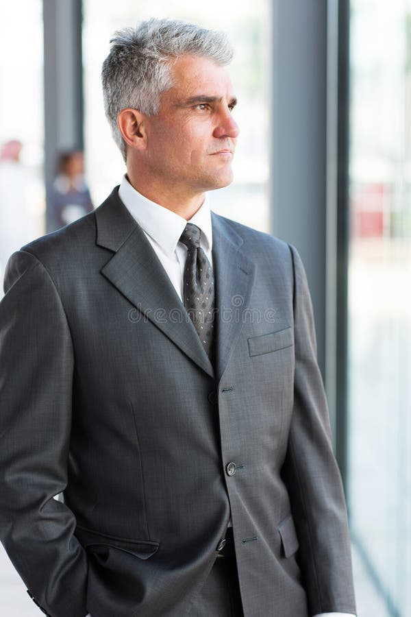 Mature Businessman Looking Outside Office Window Stock Photos - Free ...
