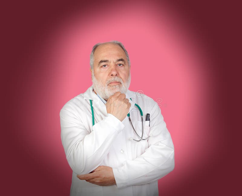 Thoughtful old doctor stock image. Image of practitioner - 30735977