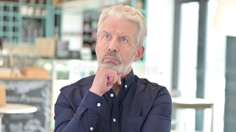 Thoughtful Old Man Thinking Stock Image - Image of serious, males ...