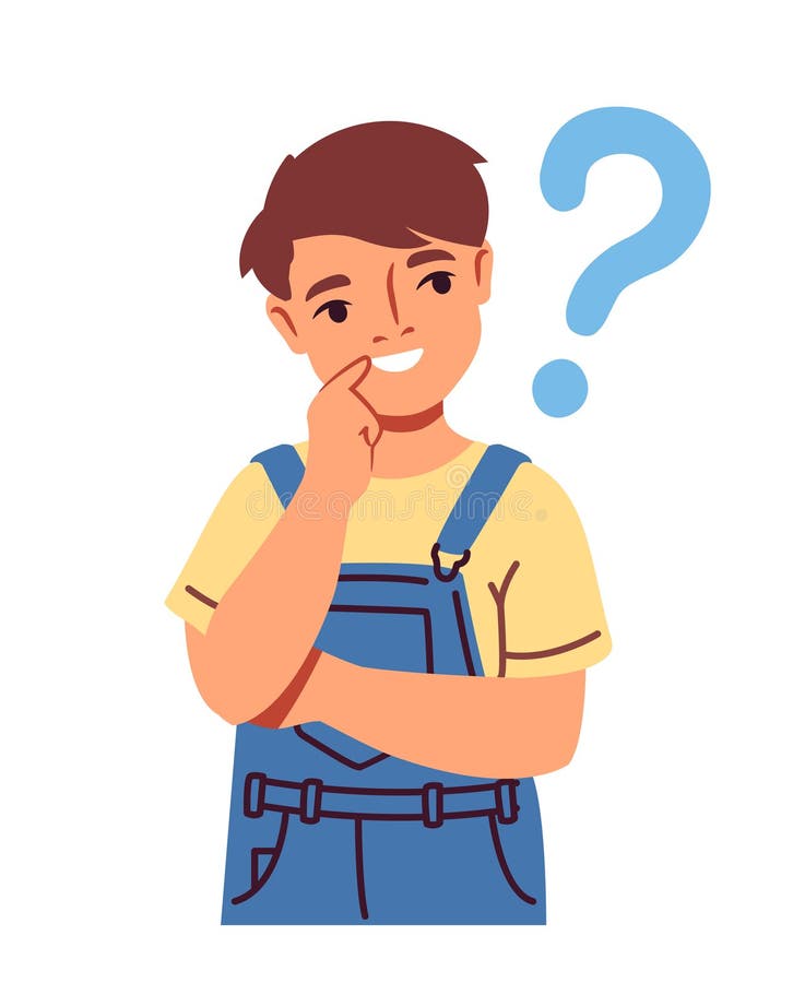 Thoughtful Person. Smiling Boy Thinking about Something, Coming Up with ...