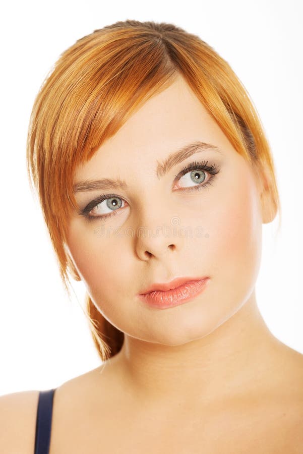 Thoughtful plus size woman stock image. Image of gorgeous - 47063663