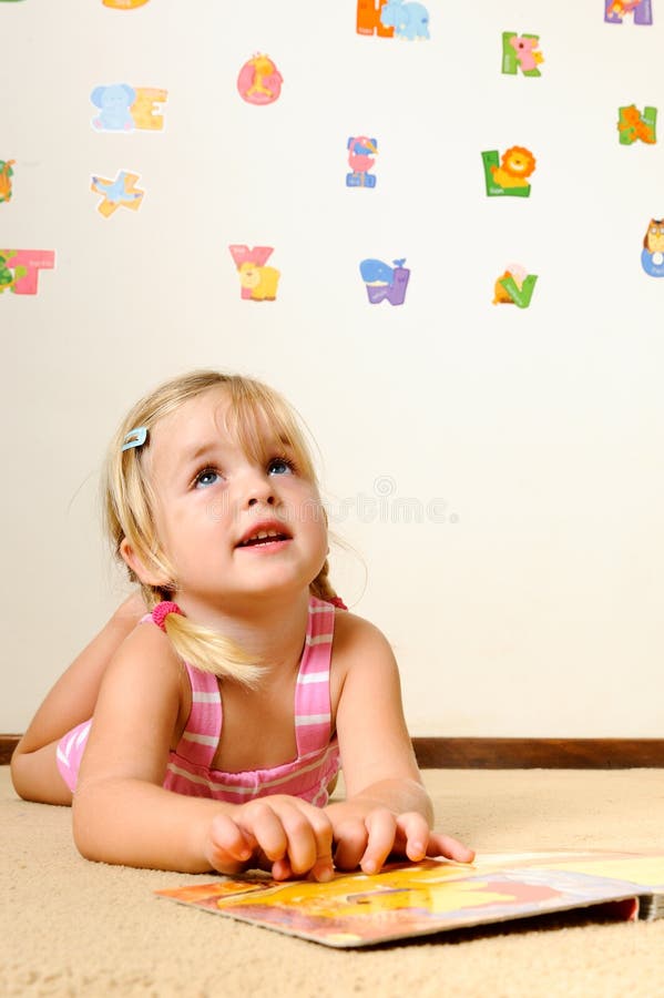 Thoughtful reader girl stock image. Image of friendship - 18402383