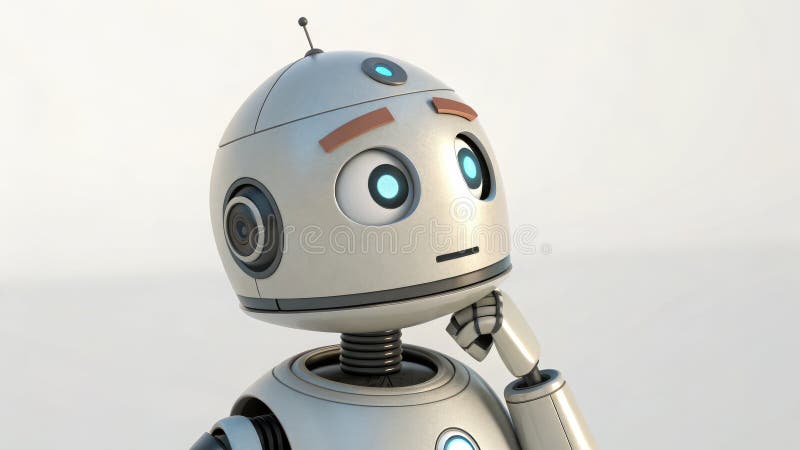 Thoughtful Robot 3D Render, Silver, AI Concept,Digital Art, Robot ...