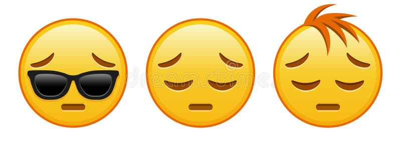 Thoughtful Sad Face Set of Three Yellow Emoji Stock Vector ...