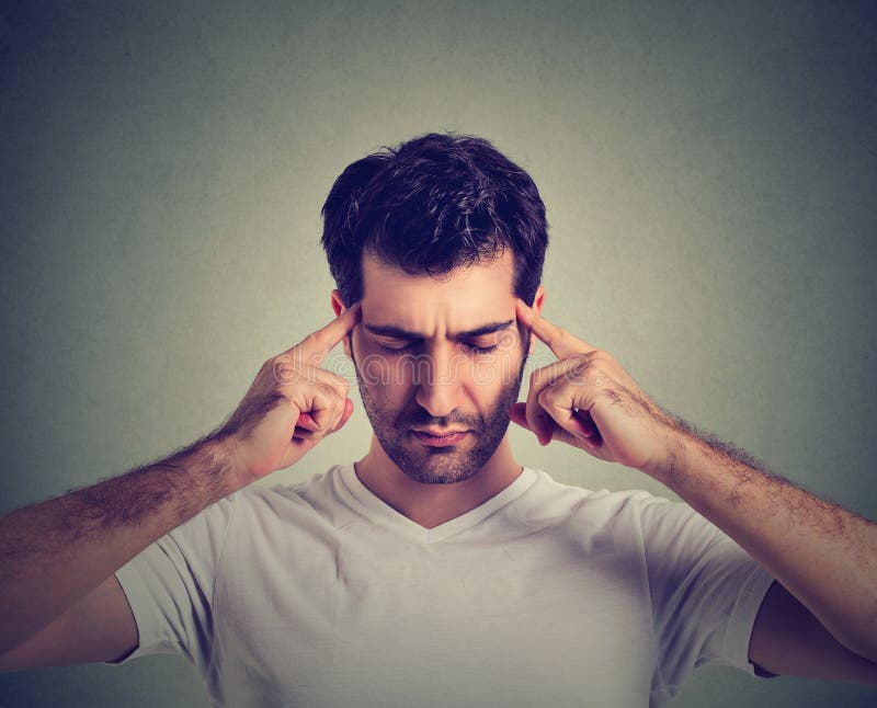 Thoughtful Sad Man Thinking Very Intensely Concentrating Stock Image ...