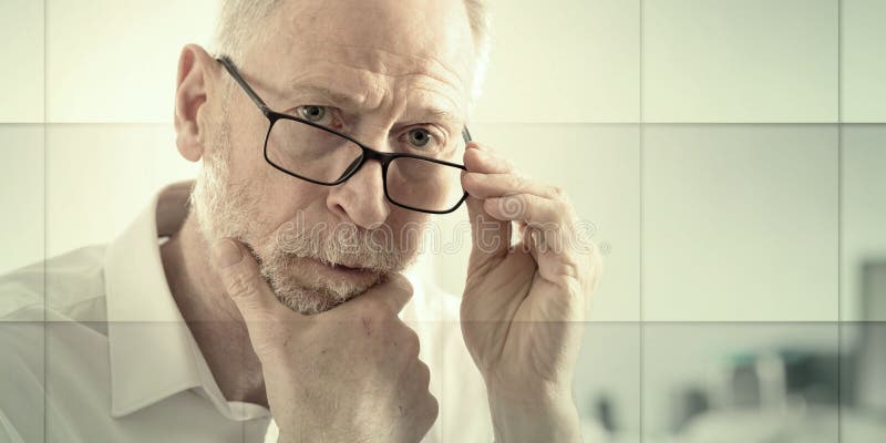 Thoughtful Senior Businessman, Geometric Pattern Stock Image - Image of ...