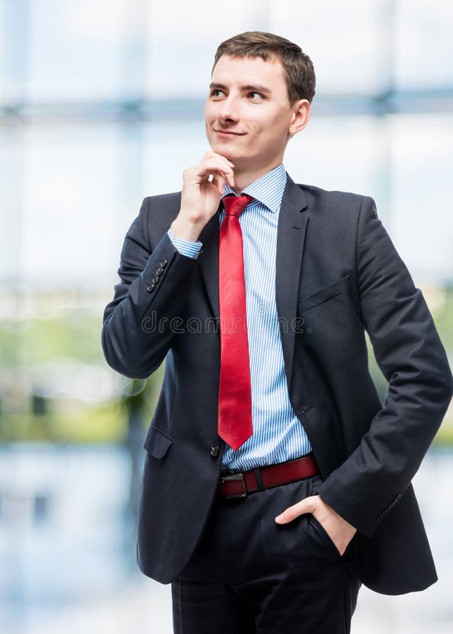 Thoughtful Smiling Boss in Business Suit Stock Image - Image of manager ...