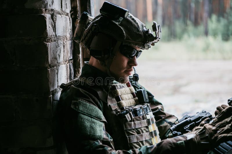 A Thoughtful Soldier, Resting from a Military Operation while it is ...