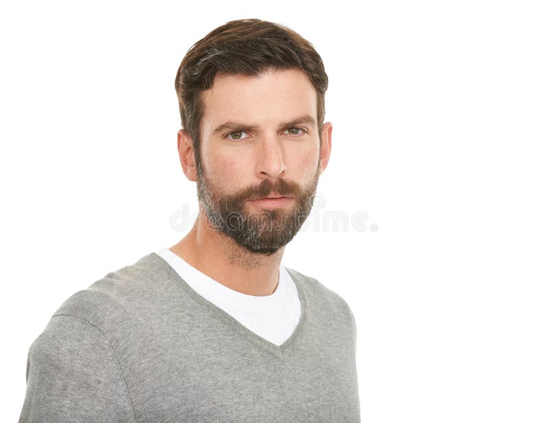 Thoughtful Stare. a Young Casual Man with a Serious Expression - Studio ...