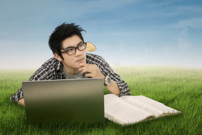 Thoughtful Student in the Park 1 Stock Photo - Image of learn, idea ...