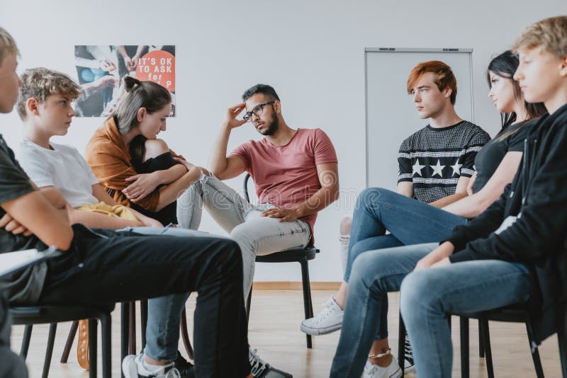 Thoughtful students stock photo. Image of advice, group - 158121674