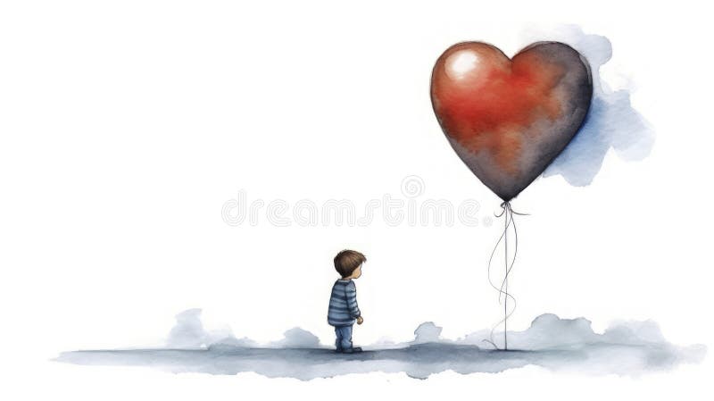 Thoughtful Watercolor Illustration with Clean Lines and Thought Bubble ...