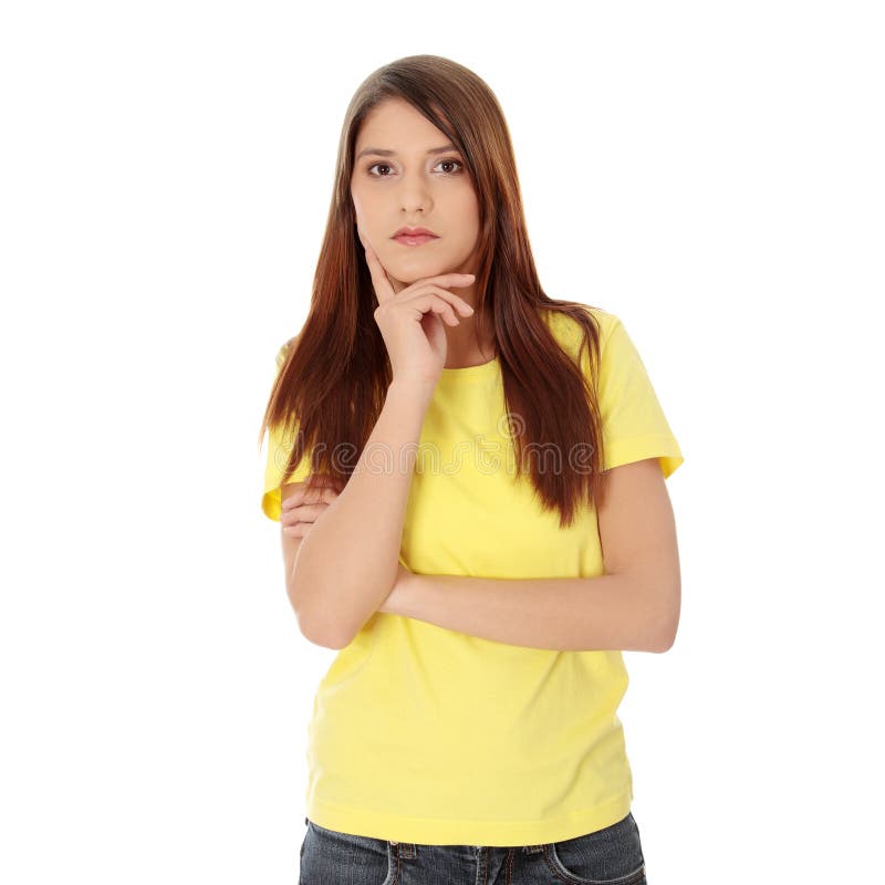 Thoughtful woman stock photo. Image of girl, space, serious - 24329876