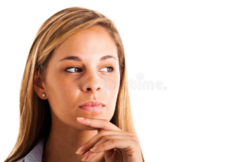Thoughtful woman stock image. Image of portrait, beautiful - 20618803