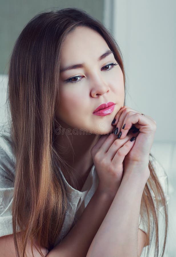 Thoughtful Woman with Glasses Stock Image - Image of isolated ...